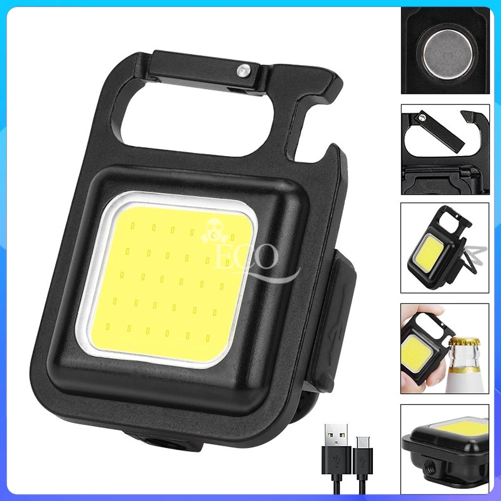 Đèn pin móc khóa LED mini COB 800 Lumens – siêu sáng, chống nước, sạc ...