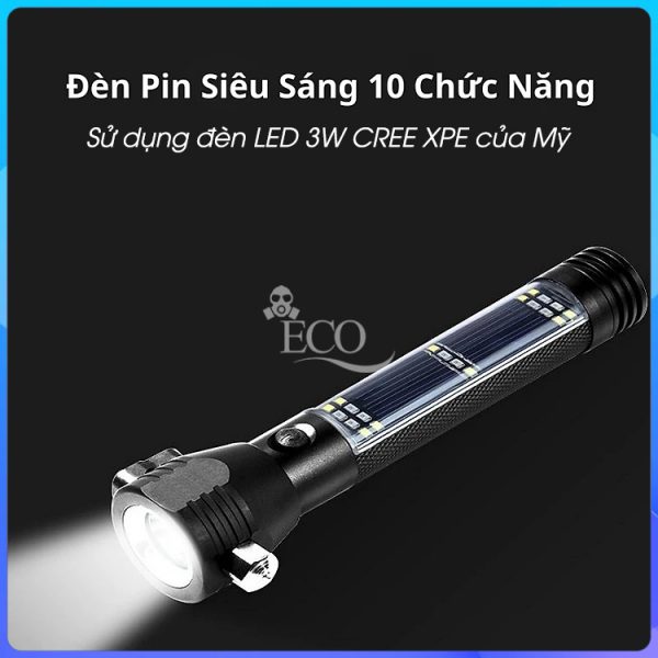 Đèn pin sinh tồn Police 10 Chức Năng - Sạc bằng năng lượng mặt trời ...